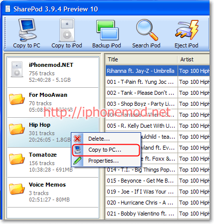 วิธีคัดลอกเพลงจาก iPhone iPod ลงคอมด้วย SharePod (Windows)