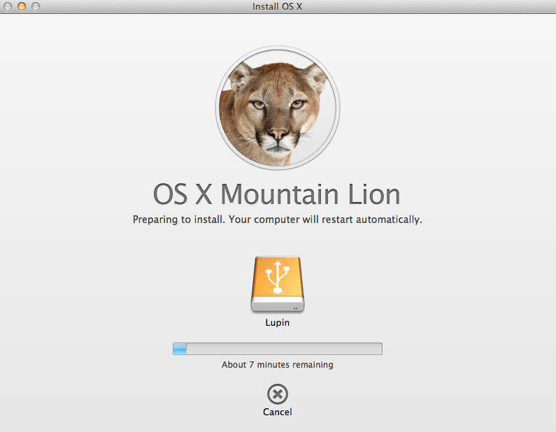 วิธีติดตั้ง OS X Mountain Lion จาก USB Drive