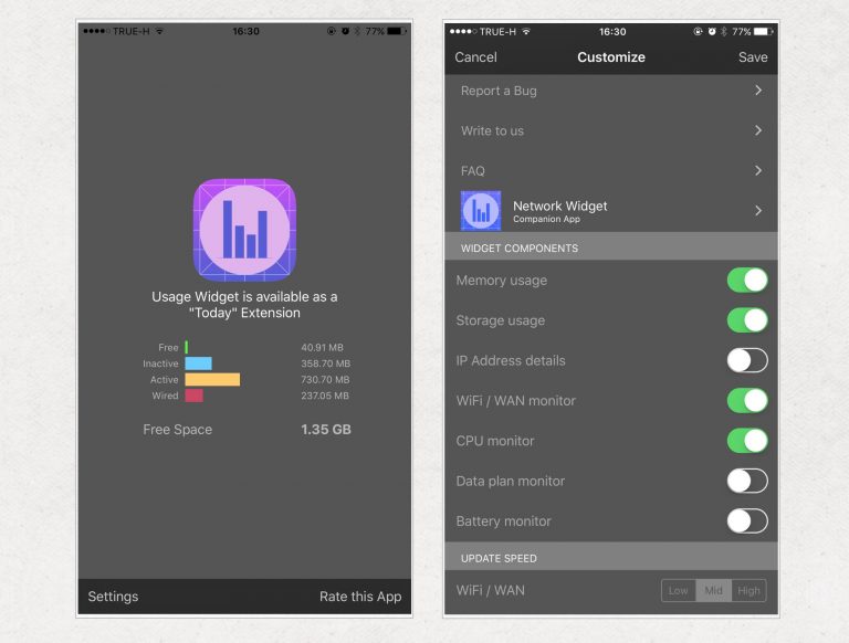 รีวิว Usage Widget เช็คเน็ต RAM ความเร็ว Wifi และเนื้อที่ iPhone ผ่าน ...