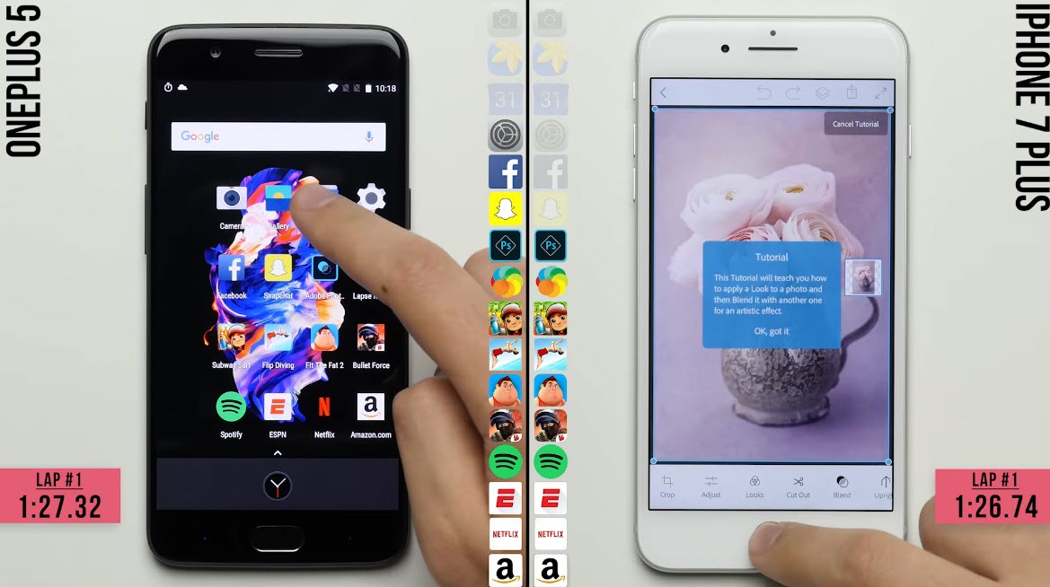 เปรียบเทียบความเร็ว OnePlus 5 กับ iPhone 7 Plus รุ่นไหนเร็วกว่ากัน ...