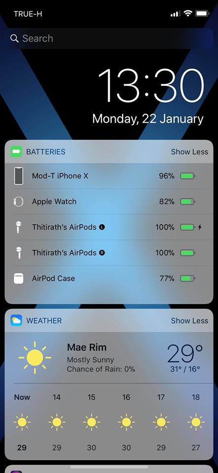 วิธีตั้งค่า Widget แสดงแบตเตอรี่ในหน้า Lock Screen (iOS 11) | techfeedthai