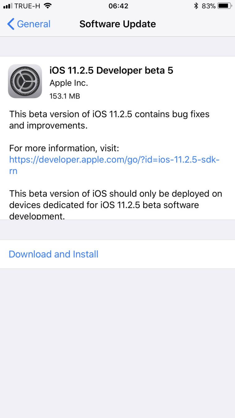 Apple ปล่อย iOS 11.2.5 Developer Beta 5 ให้เหล่านักพัฒนาได้อัปเดตแล้ว