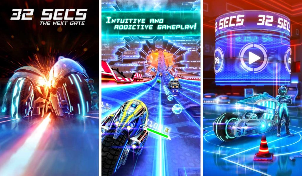 โหลดฟรี 32 secs เกมขับรถมอเตอร์ไซค์หลบหลีกบนเส้นทางนีออนแห่งโลกอนาคต