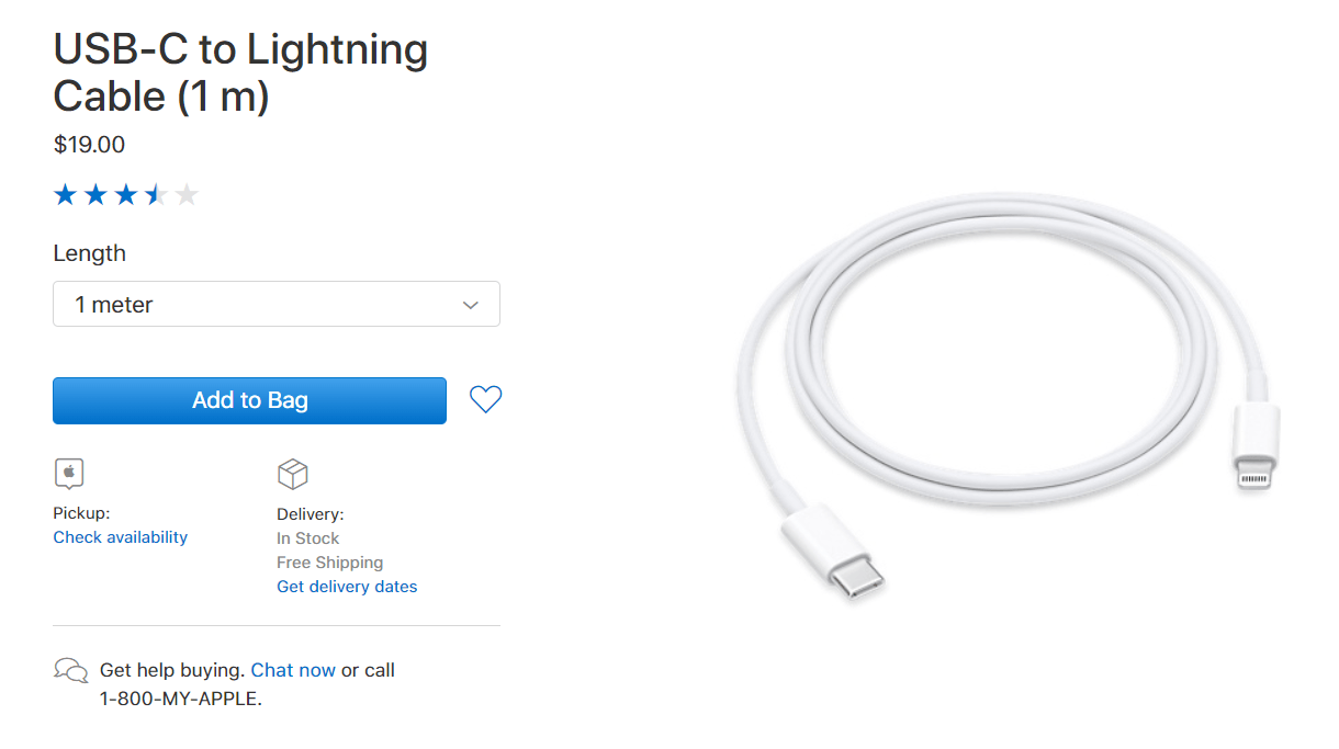Apple ลดราคาสาย USB-C to Lightning (US) สำหรับใช้ใน iPhone 2018 ...