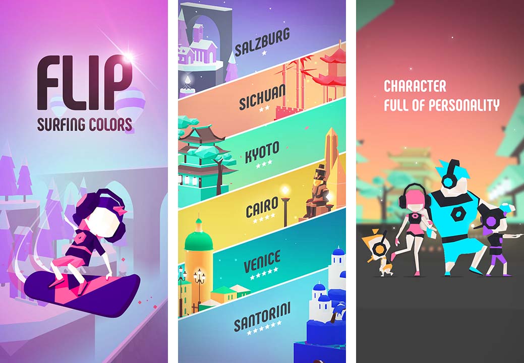 โหลดฟรี Flip : Surfing Colors เกมสเก็ตบอร์ดสลับสีบนเส้นทางที่มี ...