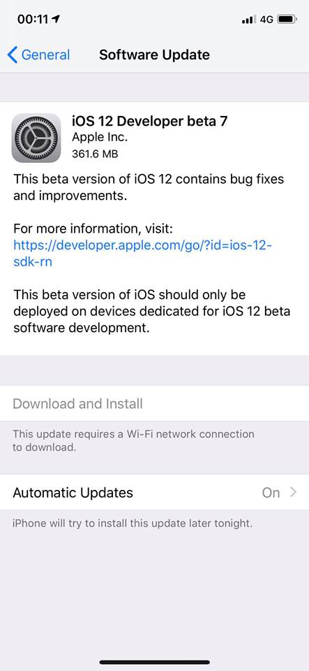 [Update : Apple ถอดอัปเดตออกชั่วคราว] Apple ปล่อยอัปเดต iOS 12 Developer beta 7 ให้นักพัฒนาได้ ...
