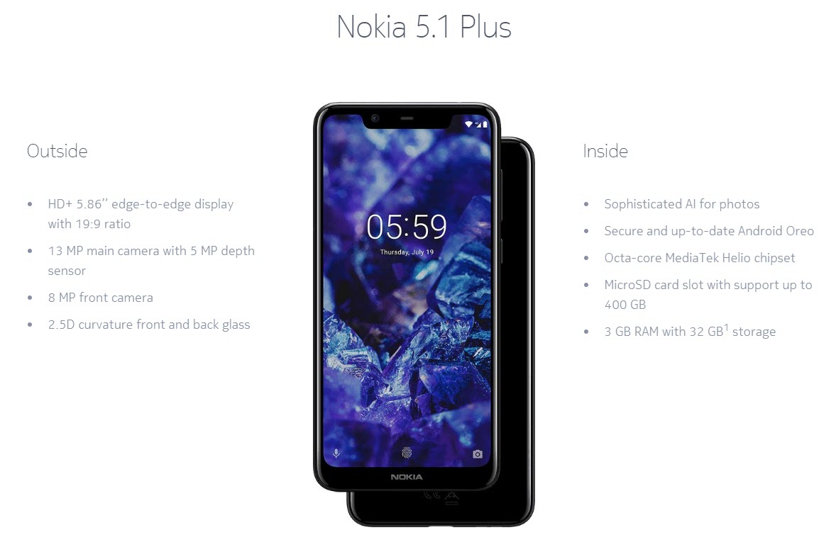 Nokia เปิดตัว Nokia 5.1 Plus และ Nokia 6.1 Plus มาพร้อมรอยบาก ใช้ ...