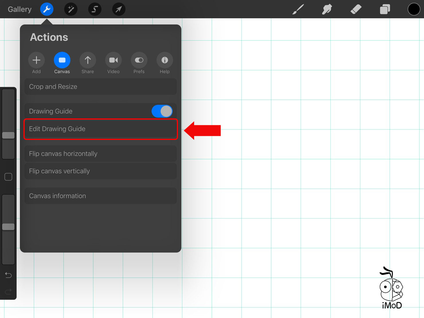 วิธีการโชว์เส้น Grid และการสร้างเส้น Grid แบบต่างๆ ในแอป Procreate บน iPad