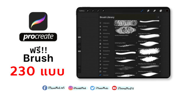 แจกฟรี!!! Brush 230 แบบใช้งานใน Procreate บน iPad