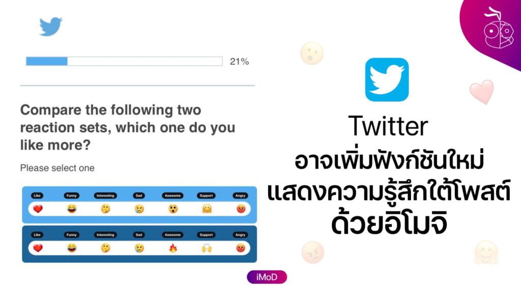 Twitter อาจเพิ่มฟังชันแสดงความรู้สึกด้วยอิโมจิ เหมือน Facebook