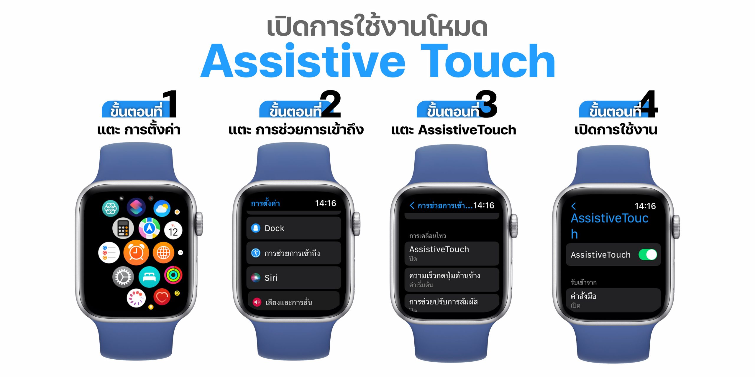 watchOS 8 : วิธีเปิดการใช้งานโหมด AssistiveTouch ใน Apple Watch (Public Beta)