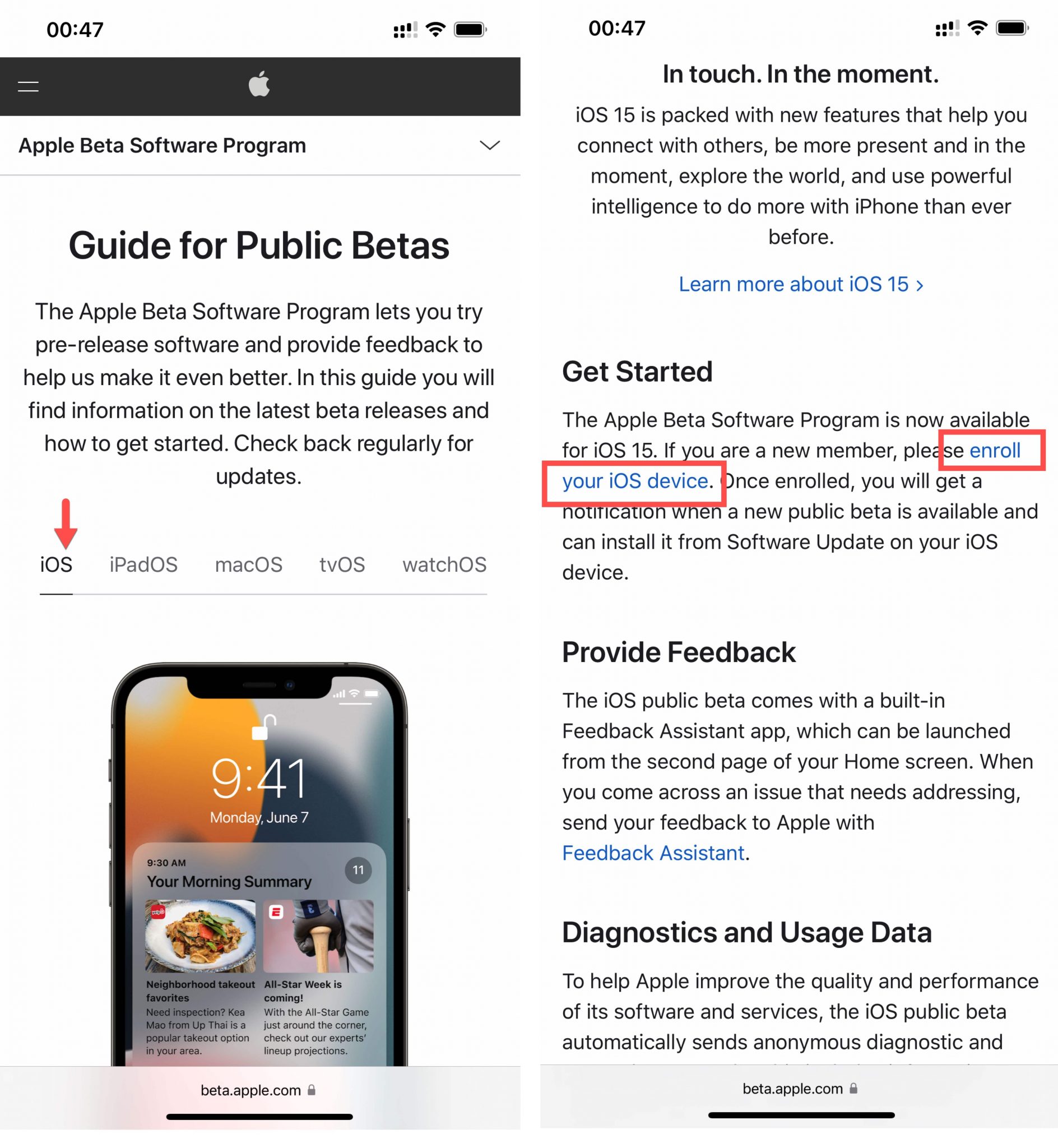 วิธีลงทะเบียนและติดตั้ง iOS 15 และ iPadOS 15 เวอร์ชัน Public Beta (ตัวทดสอบ)