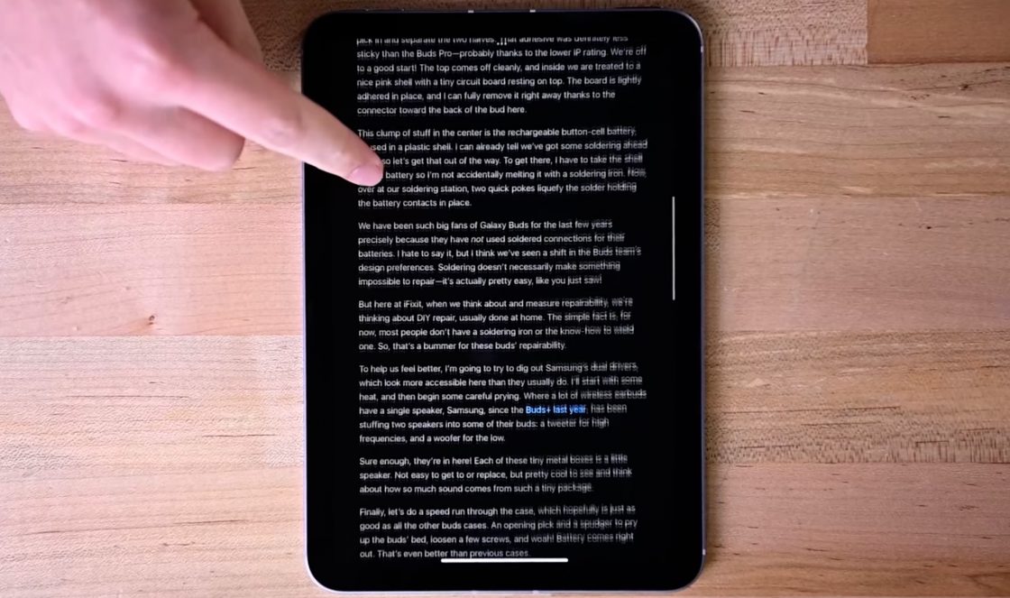 iFixit แกะเครื่อง iPad mini 7 ดูว่าแก้จอย้วยหรือไม่ (Jelly Scrolling)