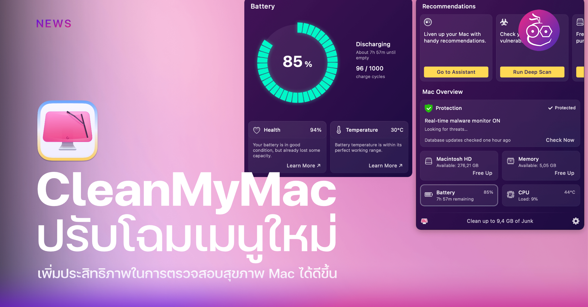 CleanMyMac ปรับโฉมเมนูใหม่ เพิ่มประสิทธิภาพในการตรวจสอบสุขภาพ Mac ได้ดี ...