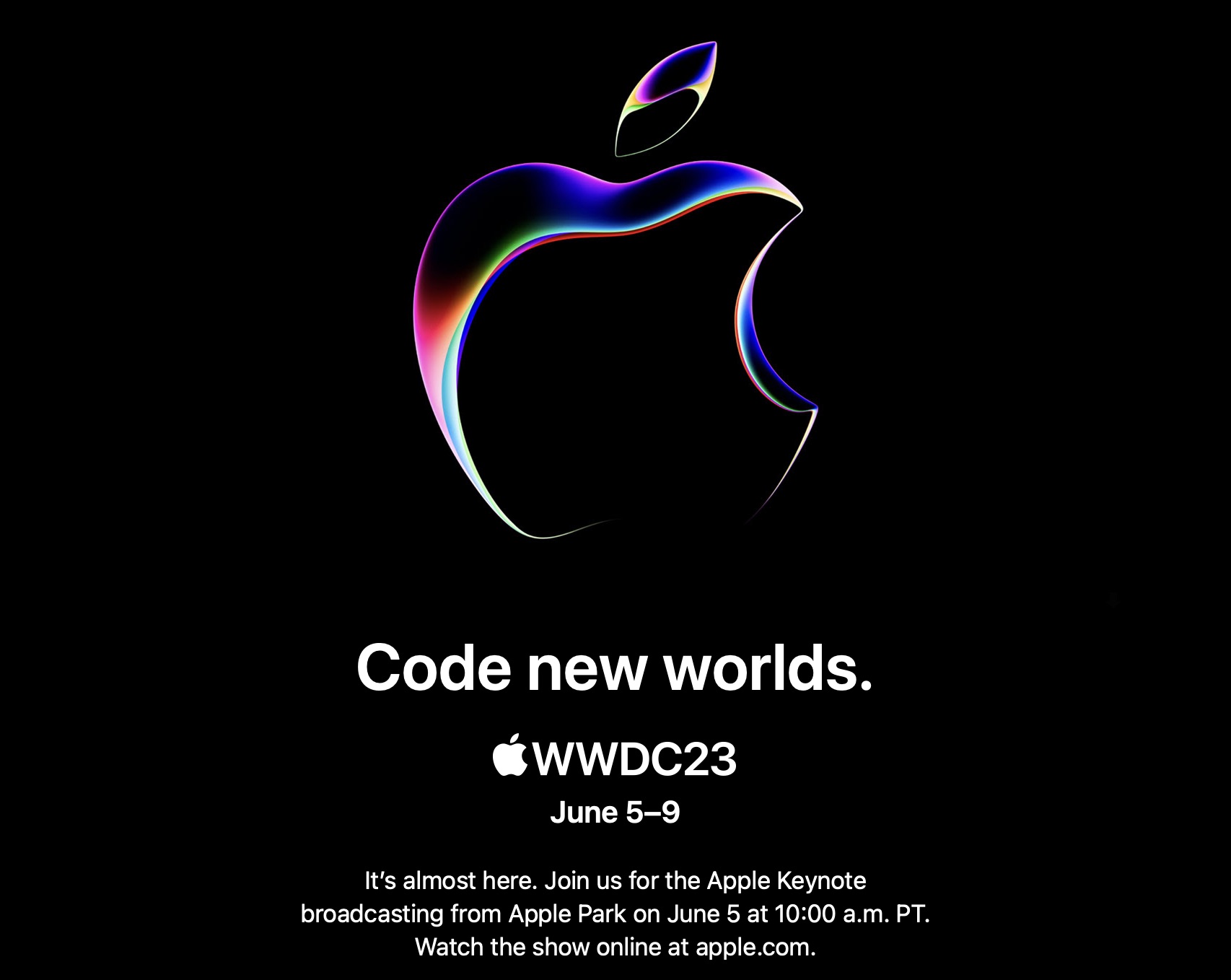 WWDC 2023 ใช้ชื่องานว่า “Code new worlds.”