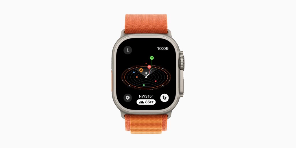 ปรับมุมมองแผนที่แบบ 3D, แอปเข็มทิศ ในการเดินเขาของ watchOS 10