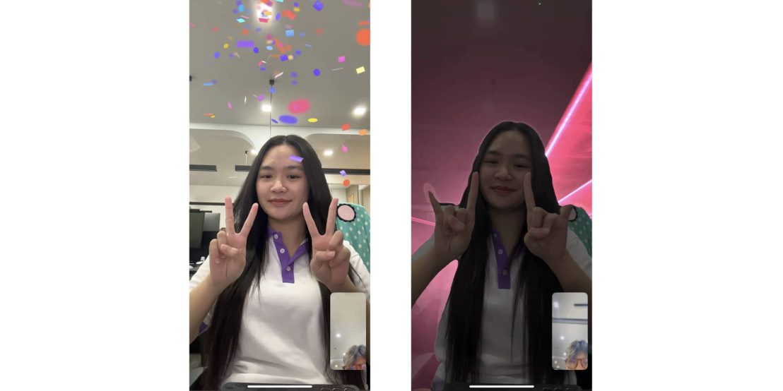 ตัวอย่างท่าทาง FaceTime Reactions ใน iOS 17