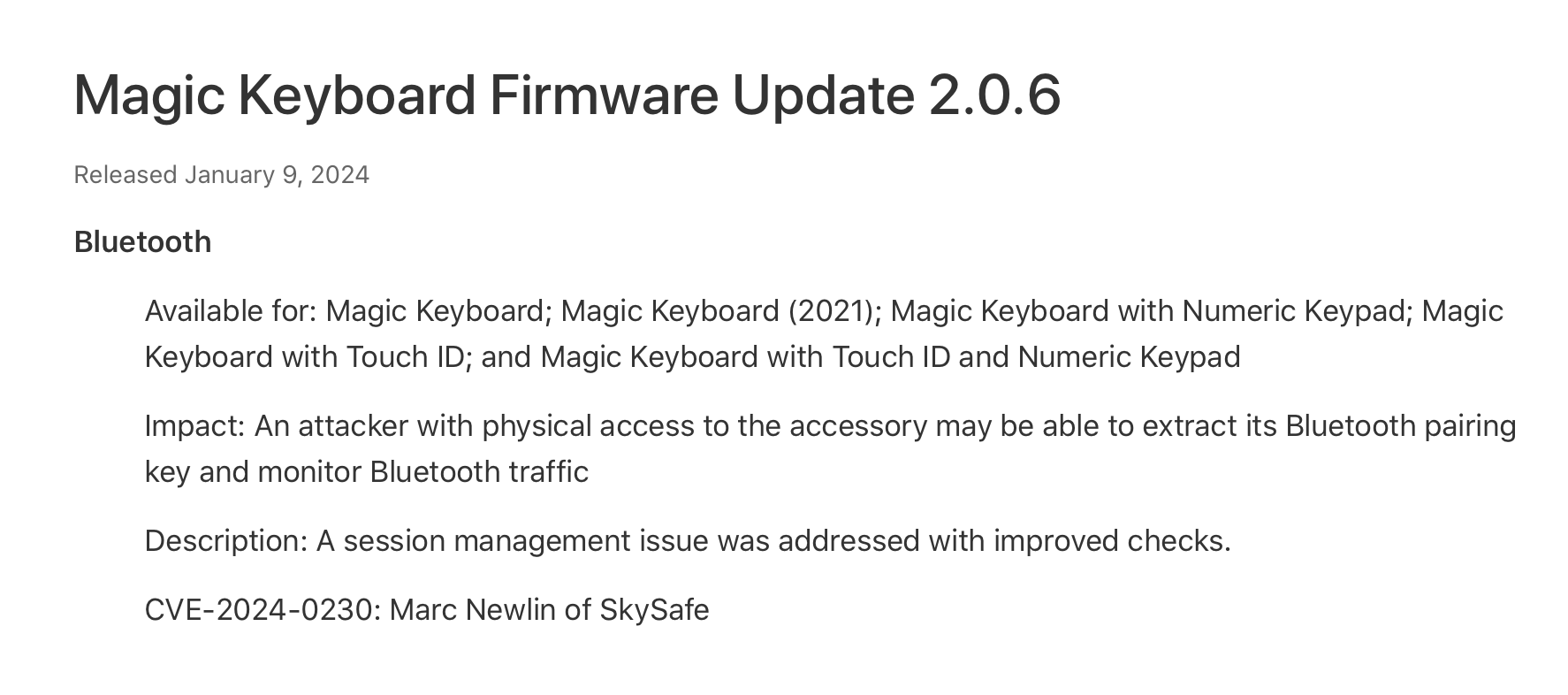 Apple ปล่อยอัปเดต Firmware 2.0.6 สำหรับ Magic Keyboard, อุดช่องโหว่ความ ...