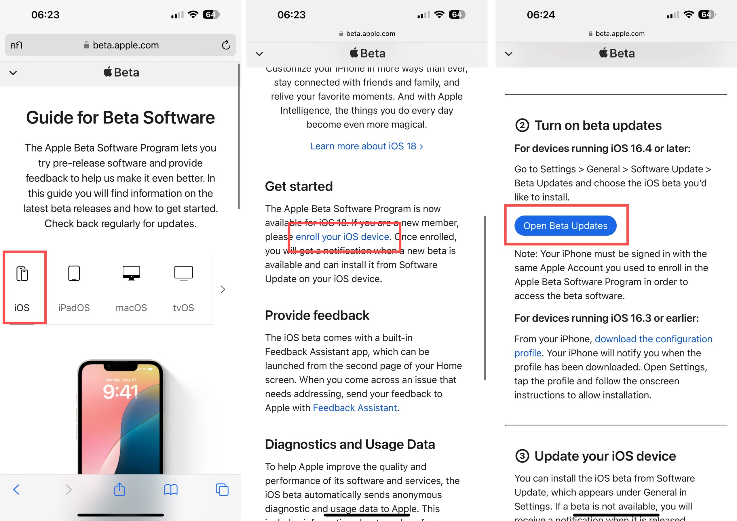 วิธีลงทะเบียนทดสอบ iOS 18 Public Beta (iPadOS 18, watchOS 11, macOS Sequoia)