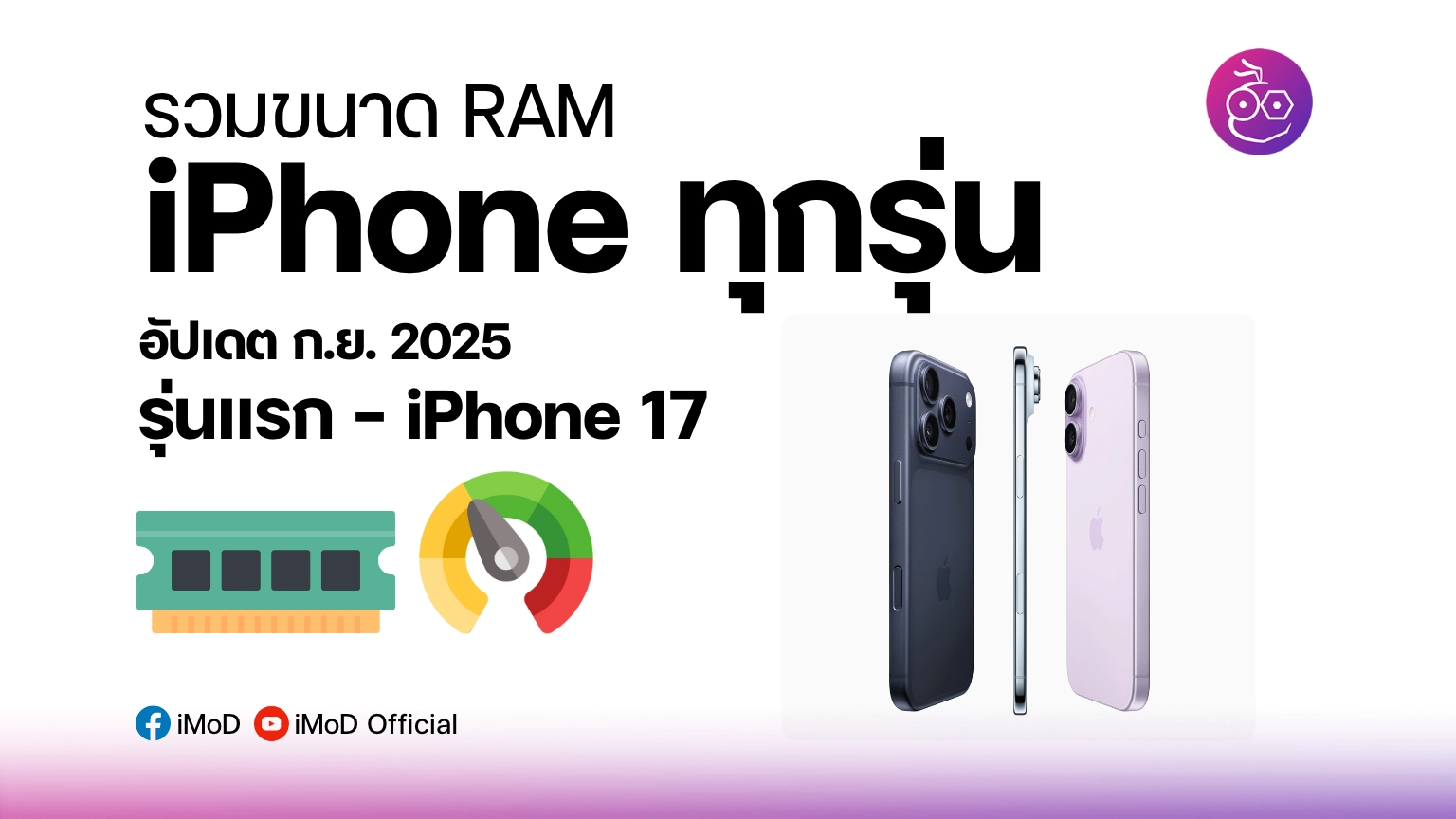 ขนาด RAM ของ iPhone ทุกรุ่น ตั้งแต่รุ่นแรกถึง iPhone 17 (อัปเดต ก.ย. 2025)